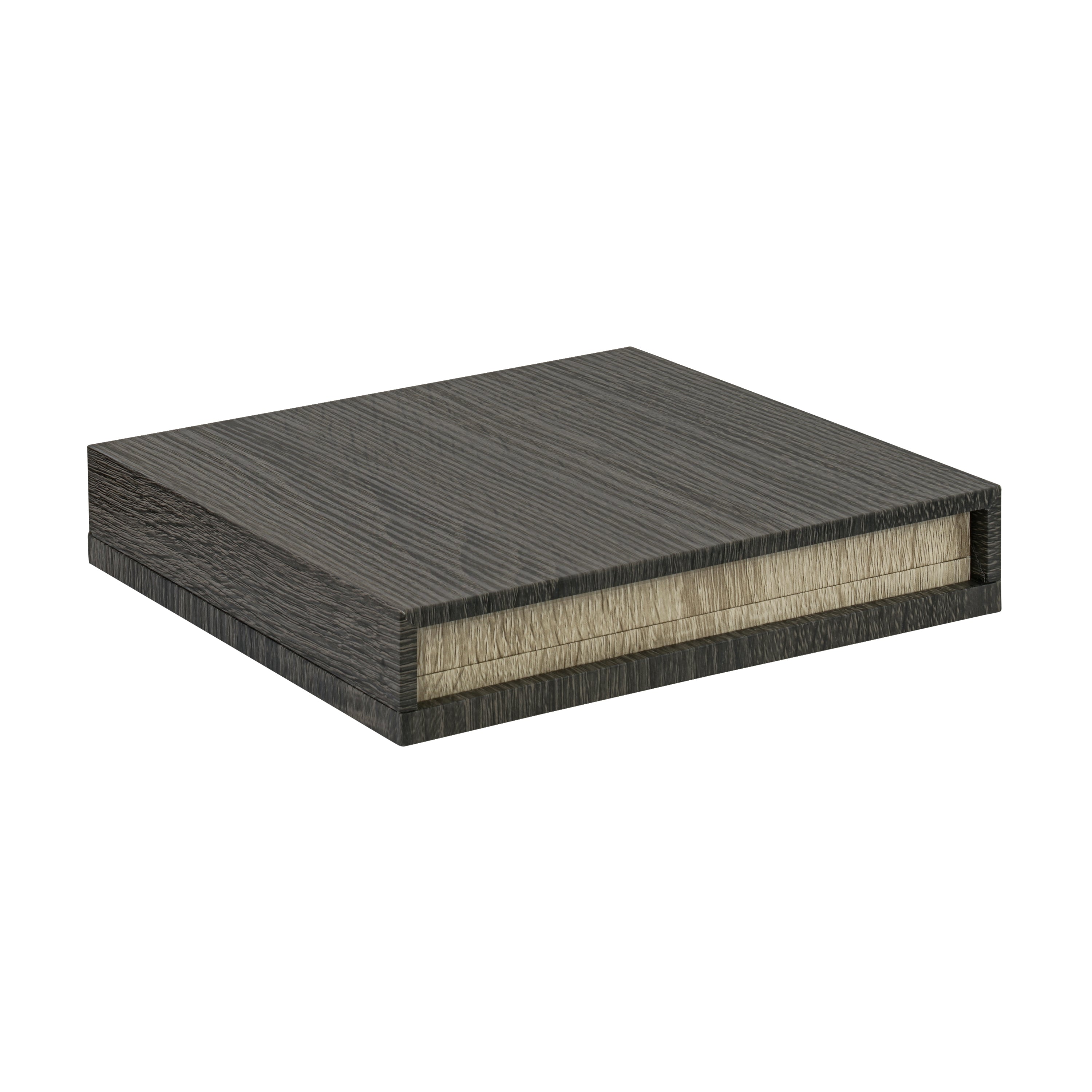 Textured Wood-Grain Pearl Box with Rich Suede Interior