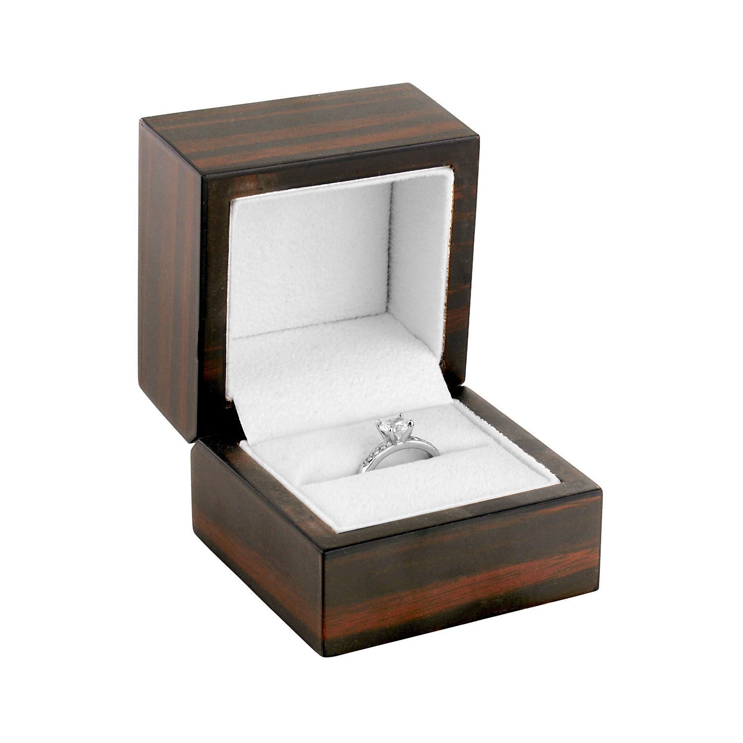 Brown Zebra Wood Single Ring Box